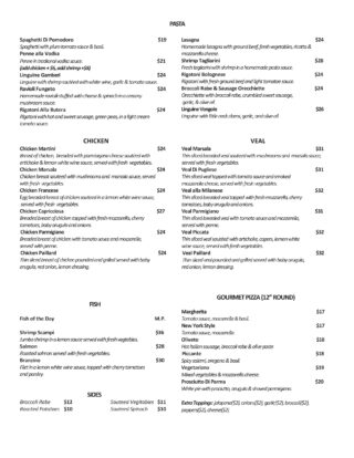 Dinner Menu – Trattoria Oliveto